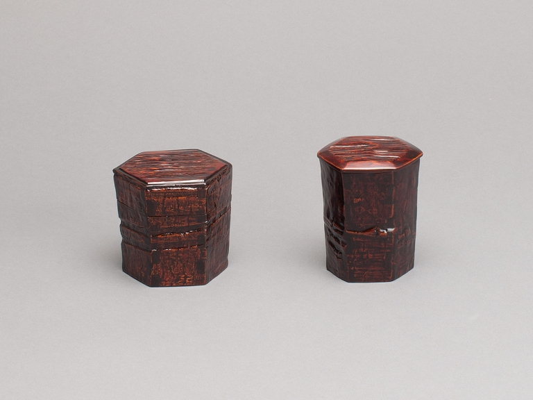 Finger-joint Bark Chaki (Tea Caddy) - Yukio Homma's Urushi Works